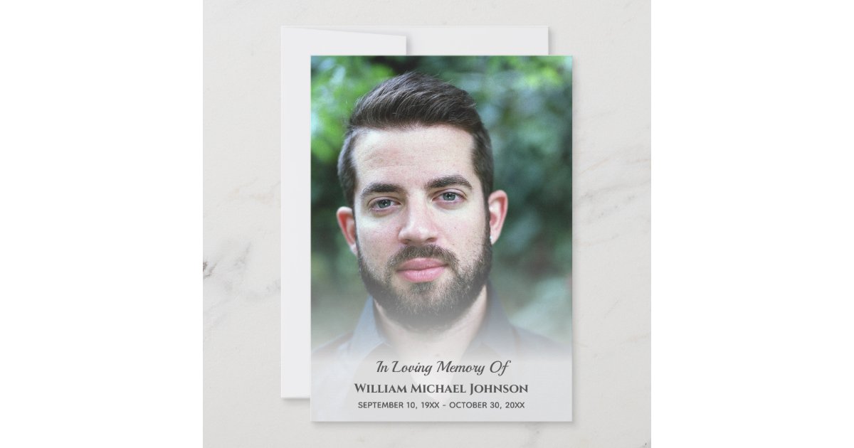Sympathy Bereavement Funeral Memorial Custom Photo Invitation | Zazzle