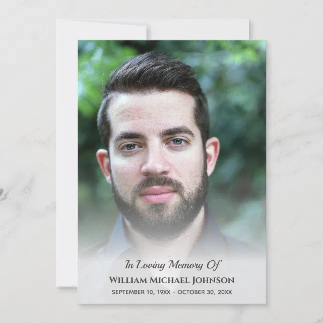 Sympathy Bereavement Funeral Memorial Custom Photo Invitation | Zazzle
