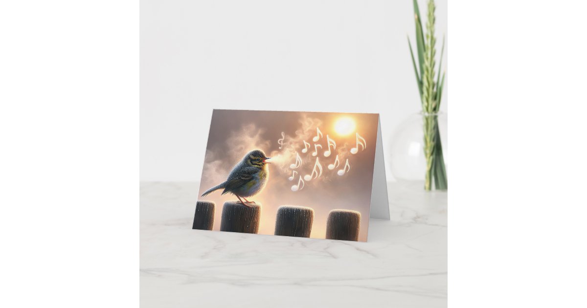 Sympathy Bird Singing On Old Fence Card | Zazzle