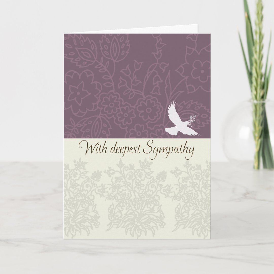Sympathy card with dove, deepest sympathy | Zazzle