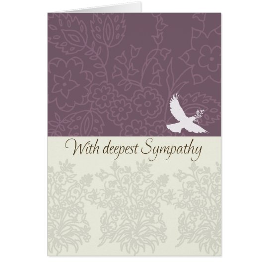 Sympathy card with dove, deepest sympathy | Zazzle