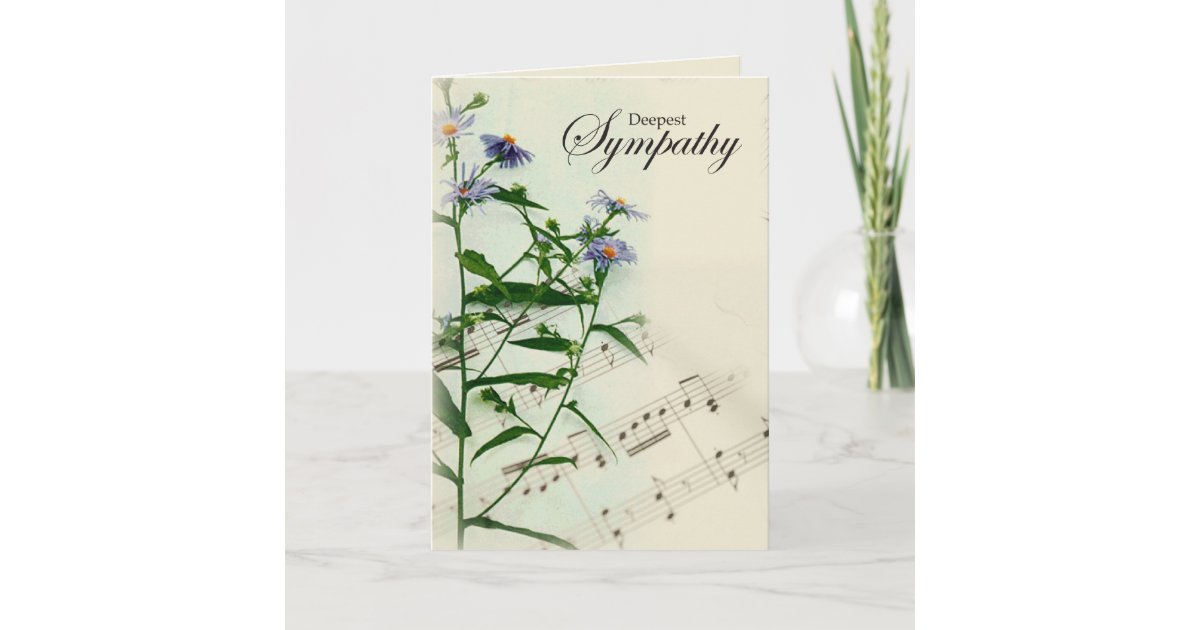 Sympathy Card with Music and Flowers | Zazzle