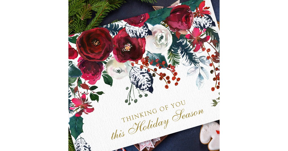 Sympathy Christmas Holiday Cards | Floral Bouquet | Zazzle