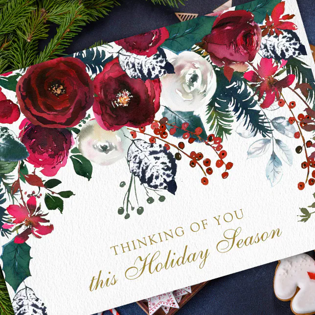 Sympathy Christmas Holiday Cards | Floral Bouquet | Zazzle