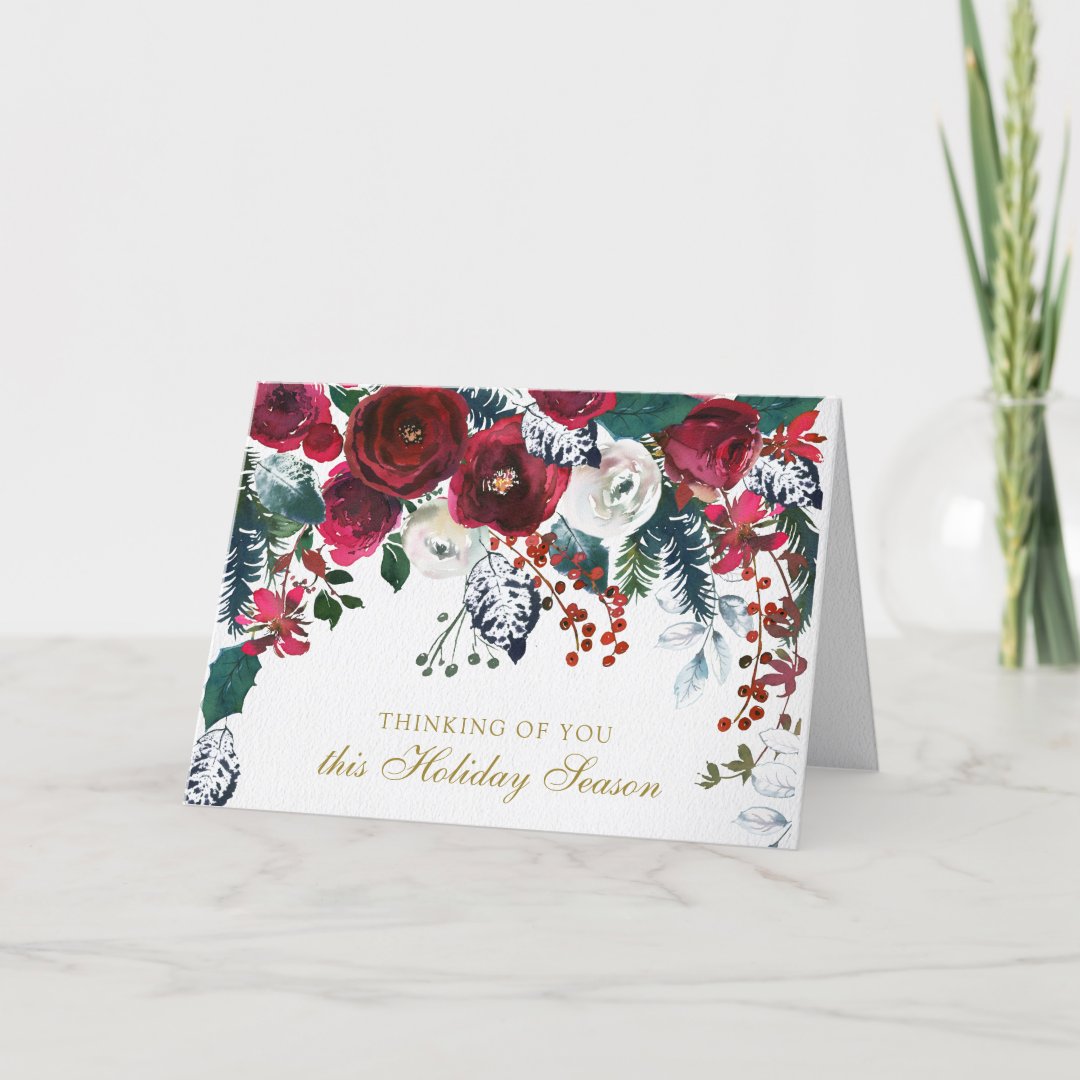 Sympathy Christmas Holiday Cards | Floral Bouquet | Zazzle