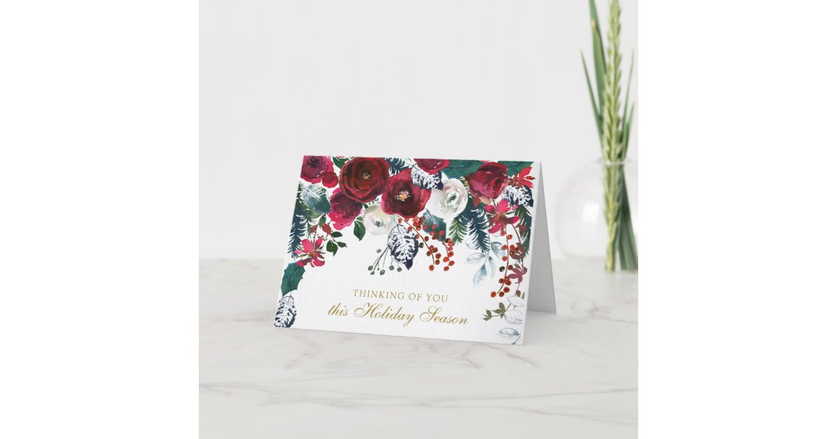Sympathy Christmas Holiday Cards | Floral Bouquet | Zazzle