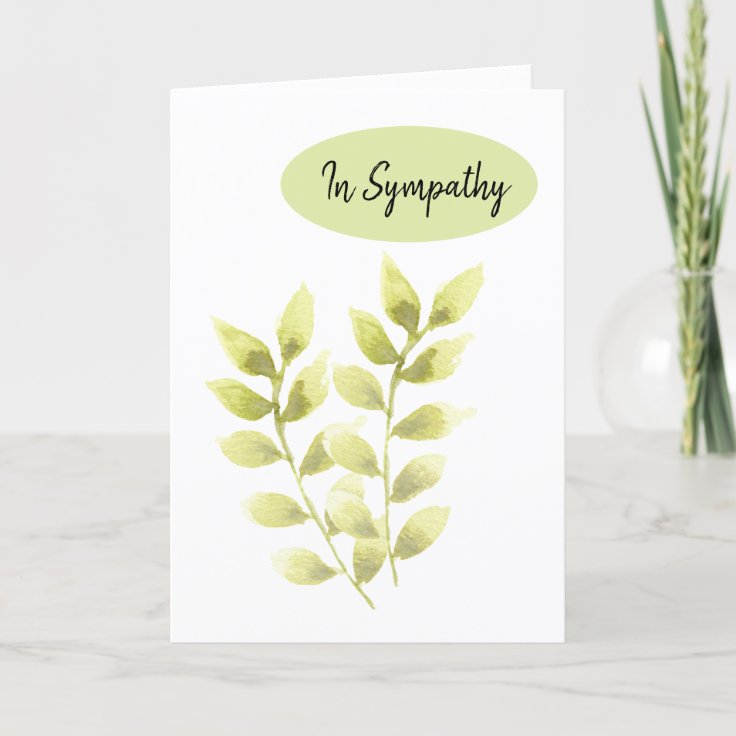 Sympathy Condolence Green Leaf Natural Greeting Card | Zazzle