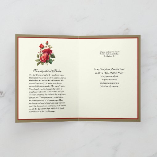 Sympathy Condolence Scripture Religious Red Roses Card | Zazzle