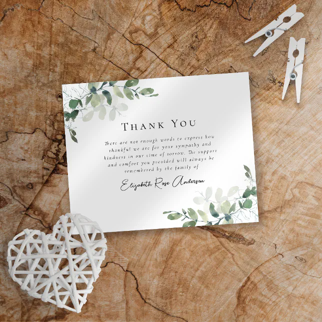 Sympathy Eucalyptus Funeral Thank You Card Flyer | Zazzle