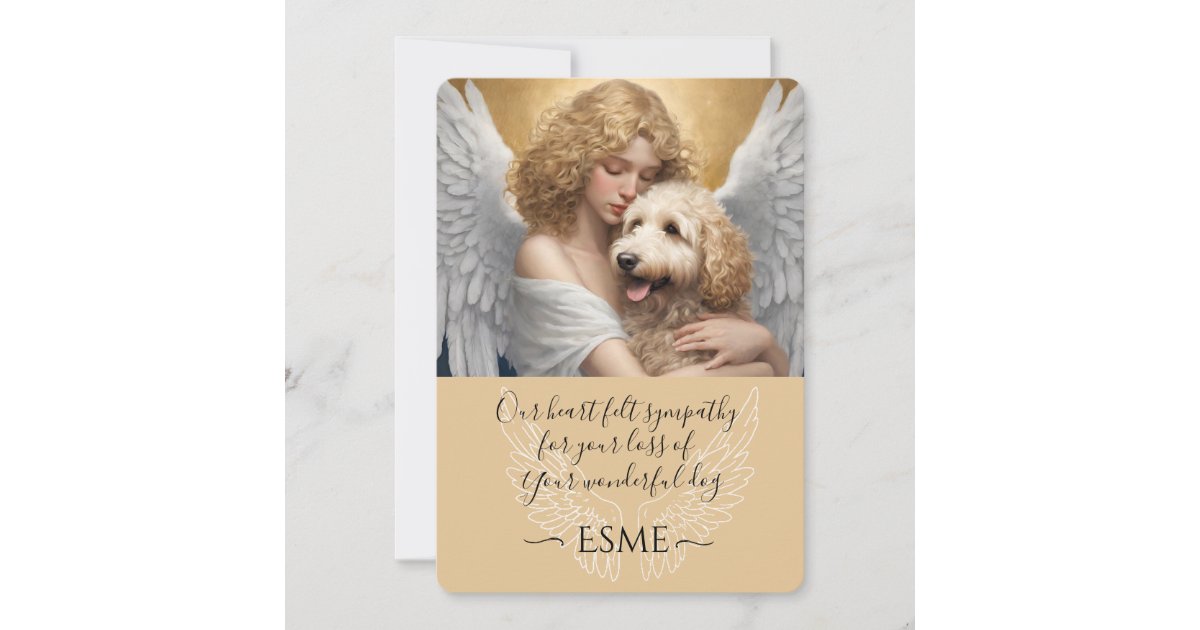 Sympathy for Loss of Golden Doodle Angel Art Invitation | Zazzle