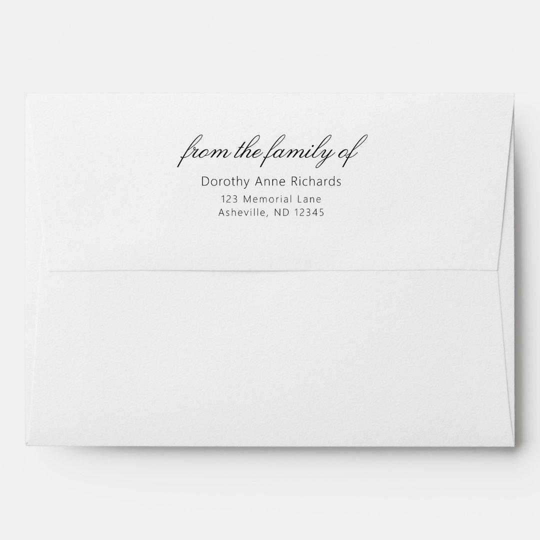 Sympathy Funeral "from the family of" Memorial Envelope | Zazzle