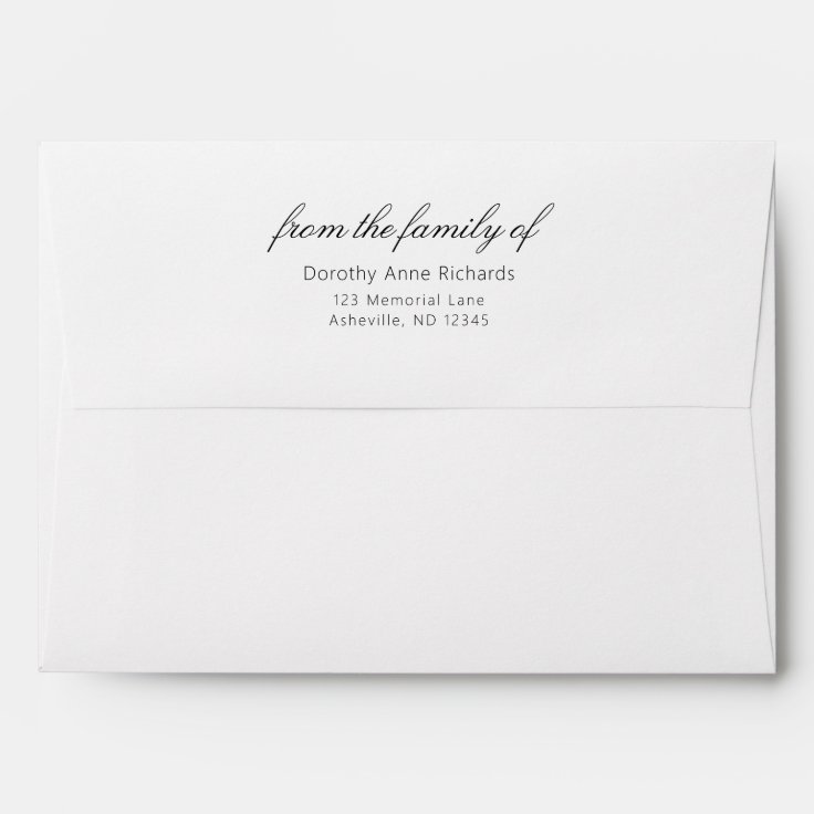 Sympathy Funeral "from the family of" Memorial Envelope | Zazzle