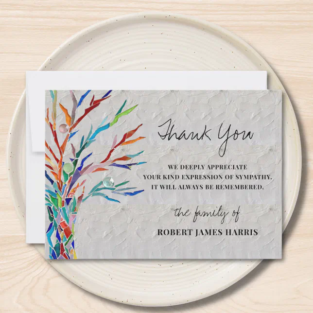 Sympathy Funeral Memory Thank You Card | Zazzle