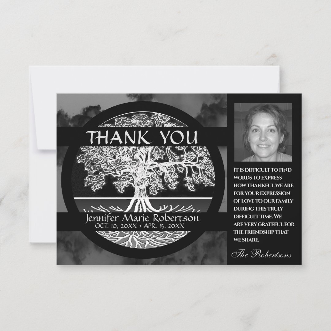 Sympathy Funeral Photo THANK YOU Tree of Life | Zazzle