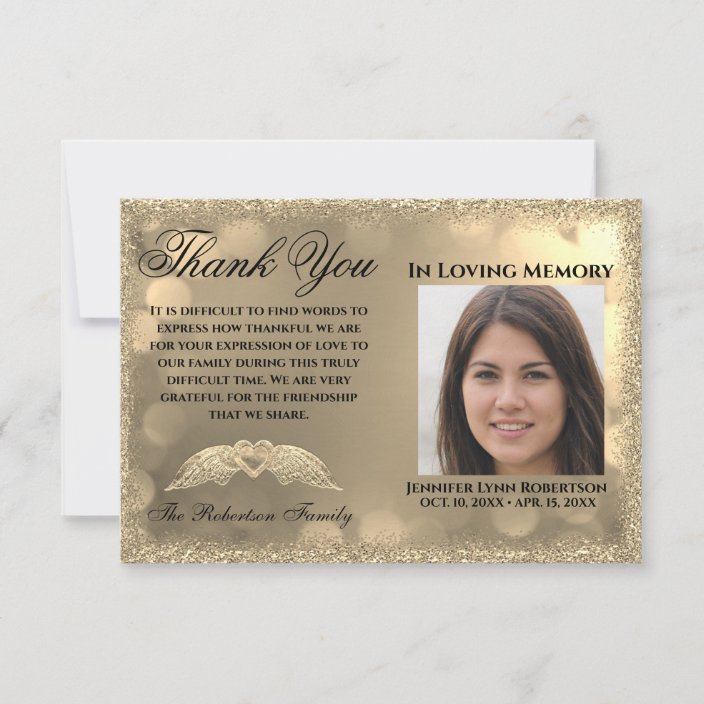 Sympathy Funeral Photo THANK YOU with Heart | Zazzle.com