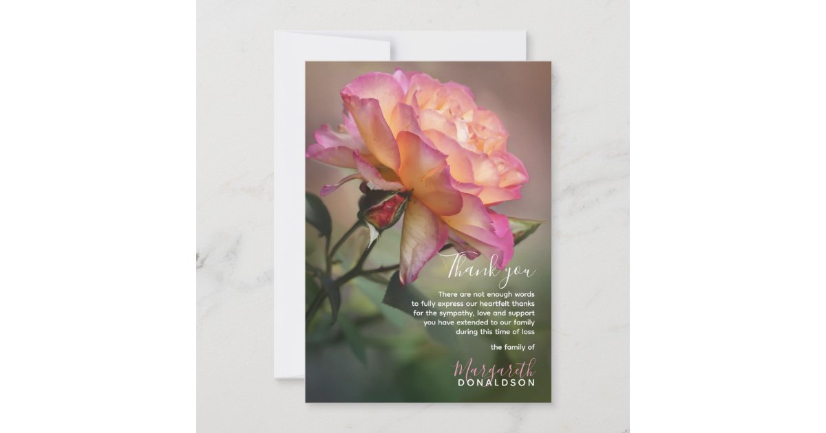 Sympathy Funeral THANK YOU Pink Rose | Zazzle