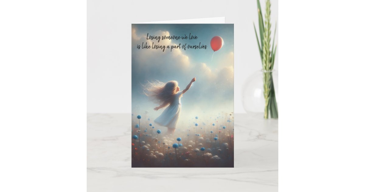 Sympathy Little Girl With Red Balloon Card | Zazzle