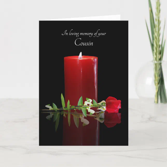 Sympathy Loss of Cousin Memorial Candle Rose Card | Zazzle