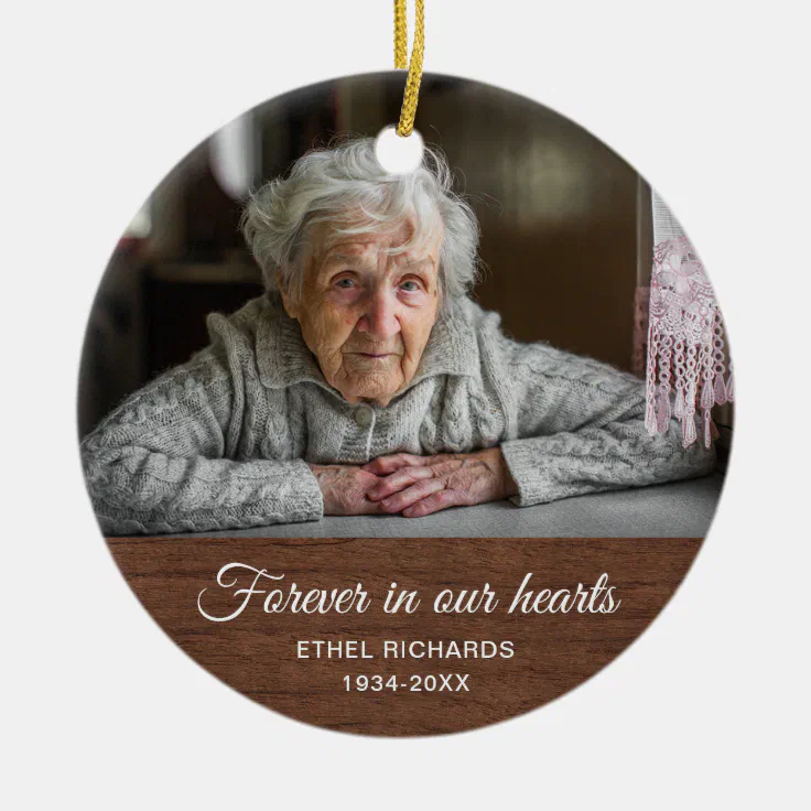 Sympathy Memorial In Loving Memory Two Photo Ceramic Ornament Zazzle