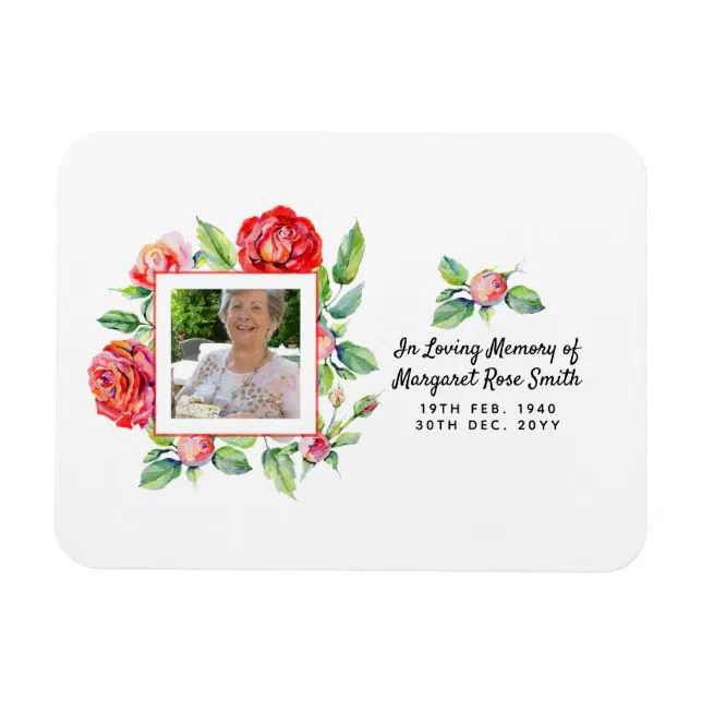 Sympathy Memorial PHOTO Bereavement Loss Roses Magnet | Zazzle