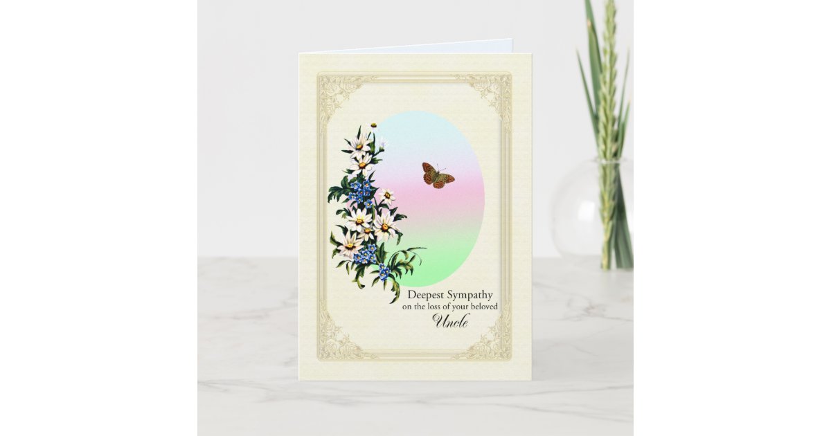 Sympathy on Loss of Uncle, Flowers Card | Zazzle