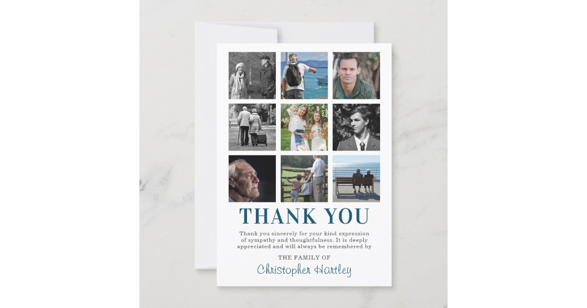 Sympathy Photo Collage Funeral Thank You Card | Zazzle