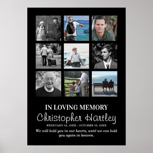 Sympathy Photo Collage In Loving Memory Funeral Poster | Zazzle