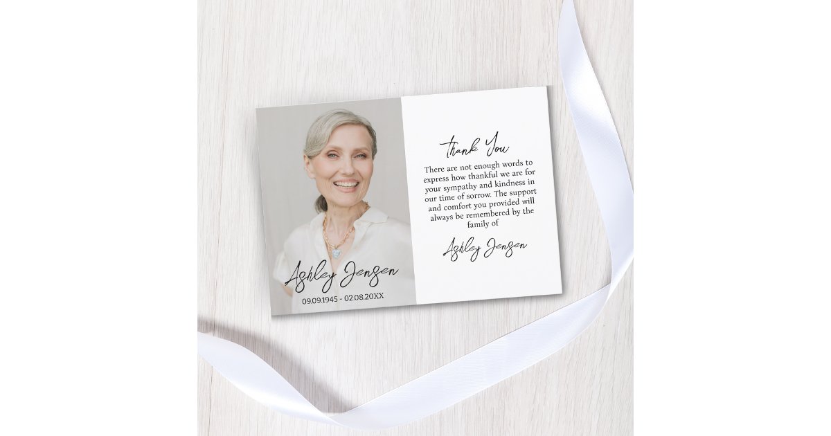 Sympathy Photo Funeral Thank You Card | Zazzle