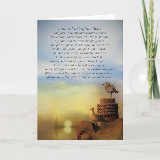 Sympathy Sea Ocean Sailing with Spiritual Poem Card | Zazzle