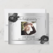 Sympathy silver floral photo thank you card | Zazzle