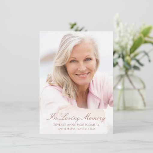 Sympathy Simple Gold Script Photo Funeral Thank You Card | Zazzle