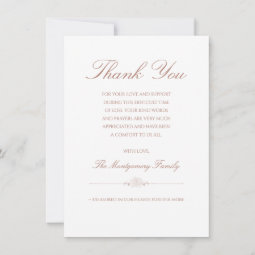 Sympathy Simple Gold Script Photo Funeral Thank You Card | Zazzle