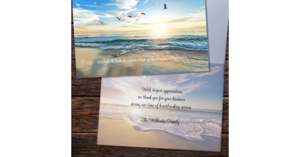 Sympathy Thank You Flying Birds Ocean Scene Cards | Zazzle