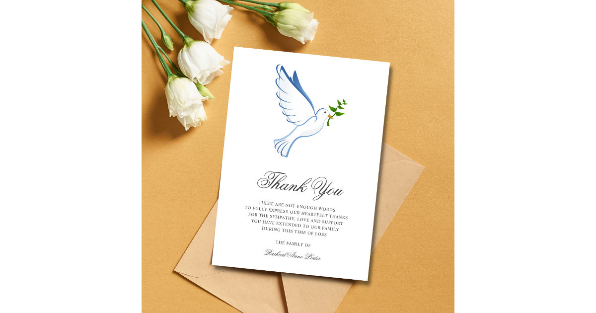 Sympathy Thank You Funeral Dove Bereavement Invitation | Zazzle