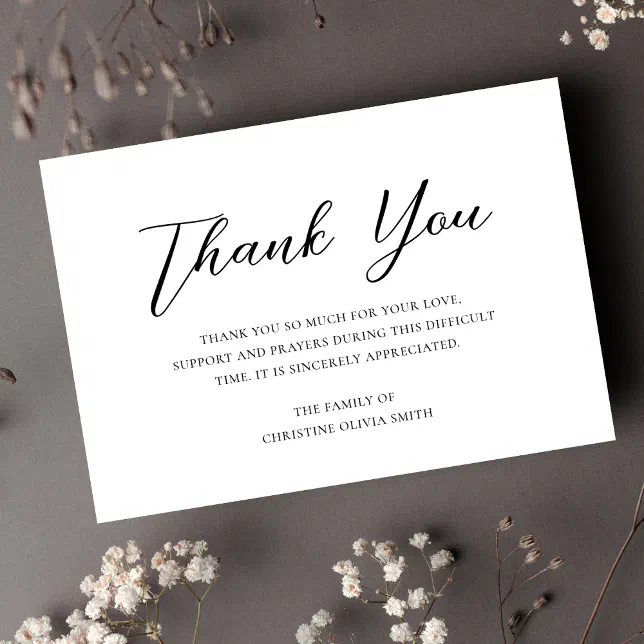 Sympathy Thank You Funeral Note Card Bereavement | Zazzle