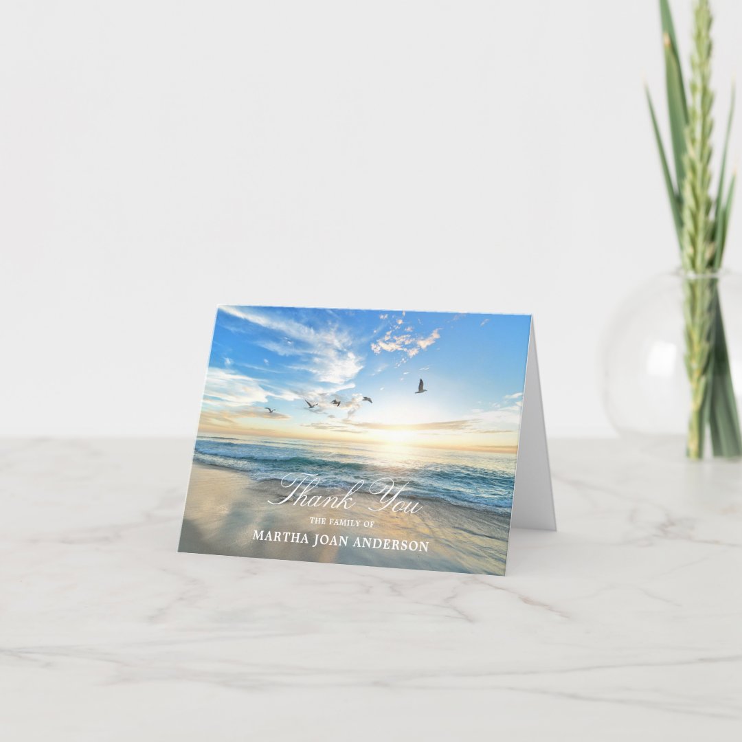 Sympathy THANK YOU Memorial Sunset Ocean Beach | Zazzle