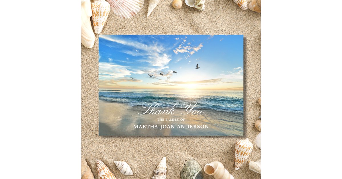 Sympathy THANK YOU Memorial Sunset Ocean Beach | Zazzle