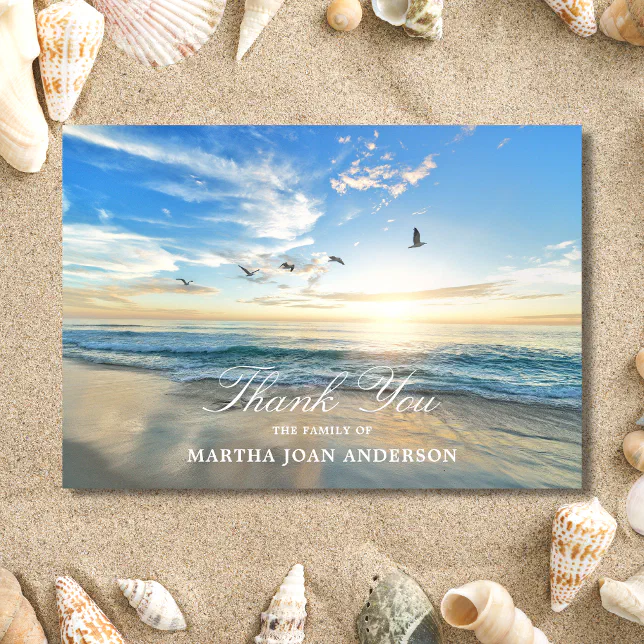 Sympathy THANK YOU Memorial Sunset Ocean Beach | Zazzle