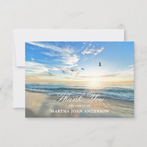 Sympathy THANK YOU Memorial Sunset Ocean Beach | Zazzle