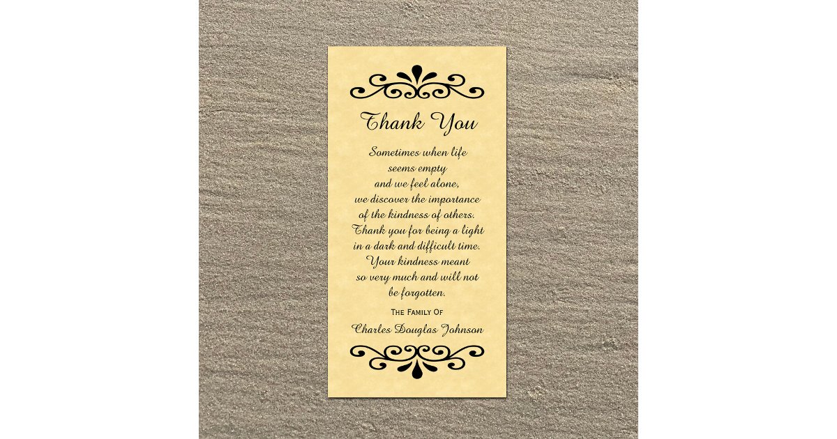 Sympathy Thank You Photo Card Parchment Look Gold | Zazzle