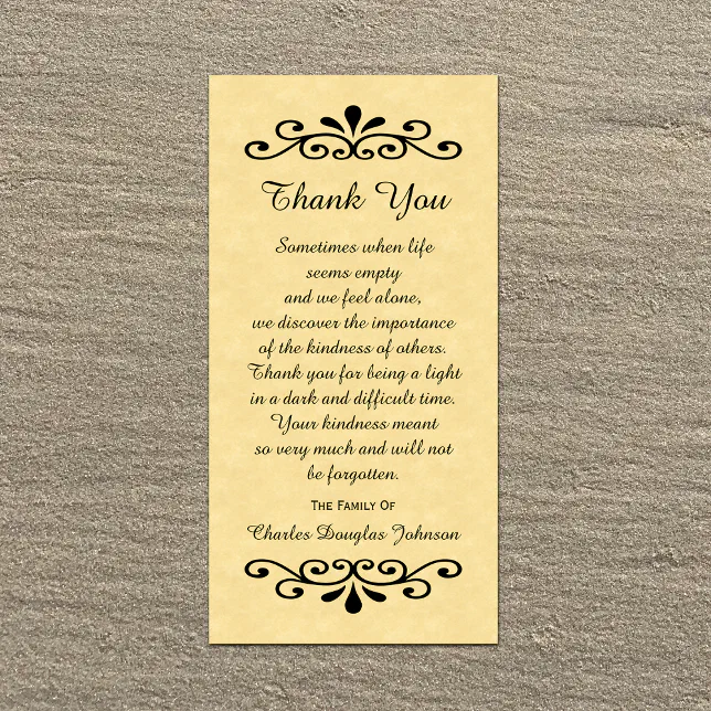 Sympathy Thank You Photo Card Parchment Look Gold | Zazzle
