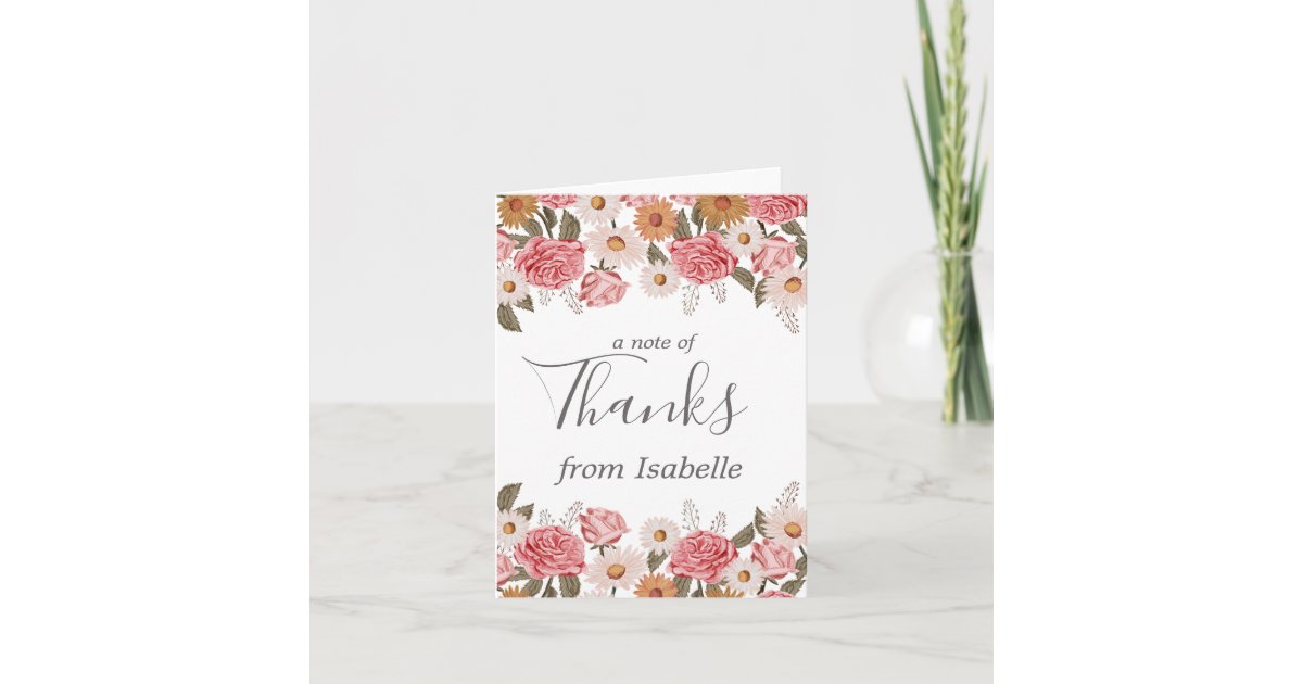 Symphony Rose Thank You Card - personalized | Zazzle