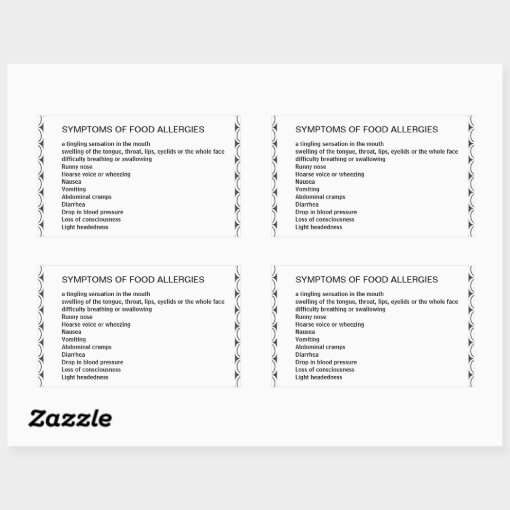 Symptoms of Food Allergies Rectangular Sticker | Zazzle