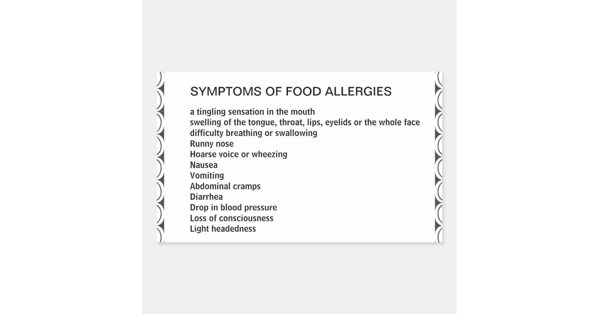 Symptoms of Food Allergies Rectangular Sticker | Zazzle