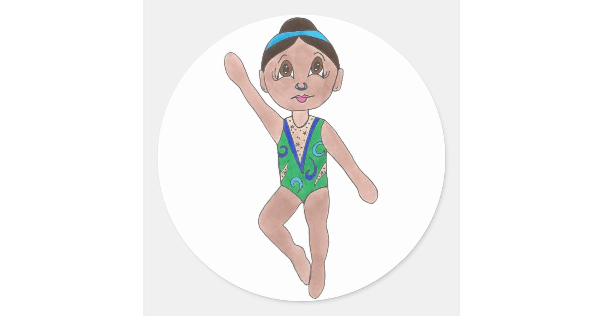 Synchronized Swimmer Girl Synchro Swimming Sports Classic Round Sticker ...