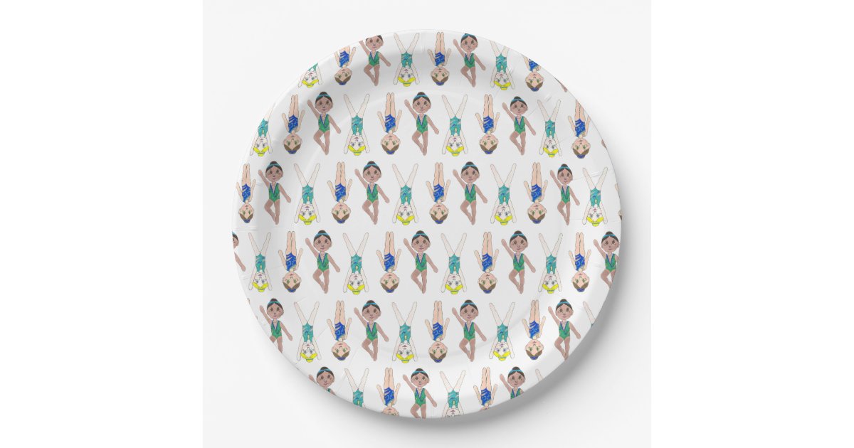Synchronized Swimmer Pool Synchro Swimming Girls Paper Plates | Zazzle
