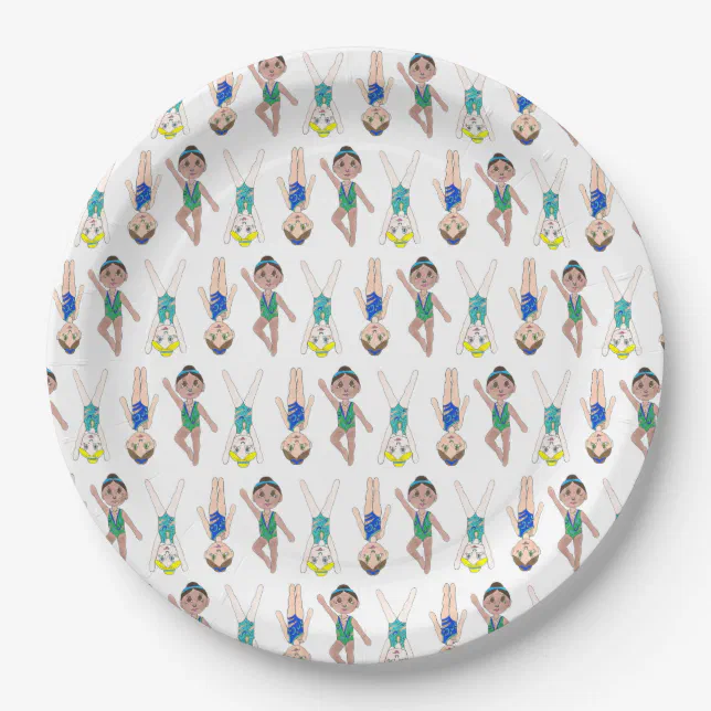 Synchronized Swimmer Pool Synchro Swimming Girls Paper Plates | Zazzle