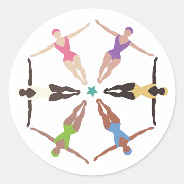 Synchronized Swimmers Classic Round Sticker | Zazzle