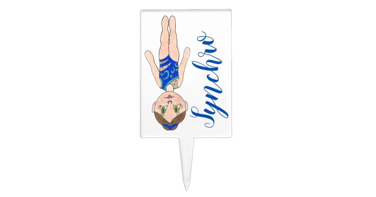 Synchronized Swimming Blue Synchro Swimmer Girl Cake Topper | Zazzle