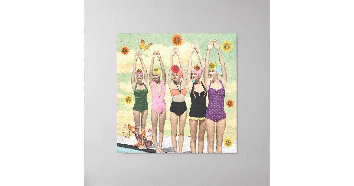 Synchronized Swimming Retro Collage Canvas Print | Zazzle